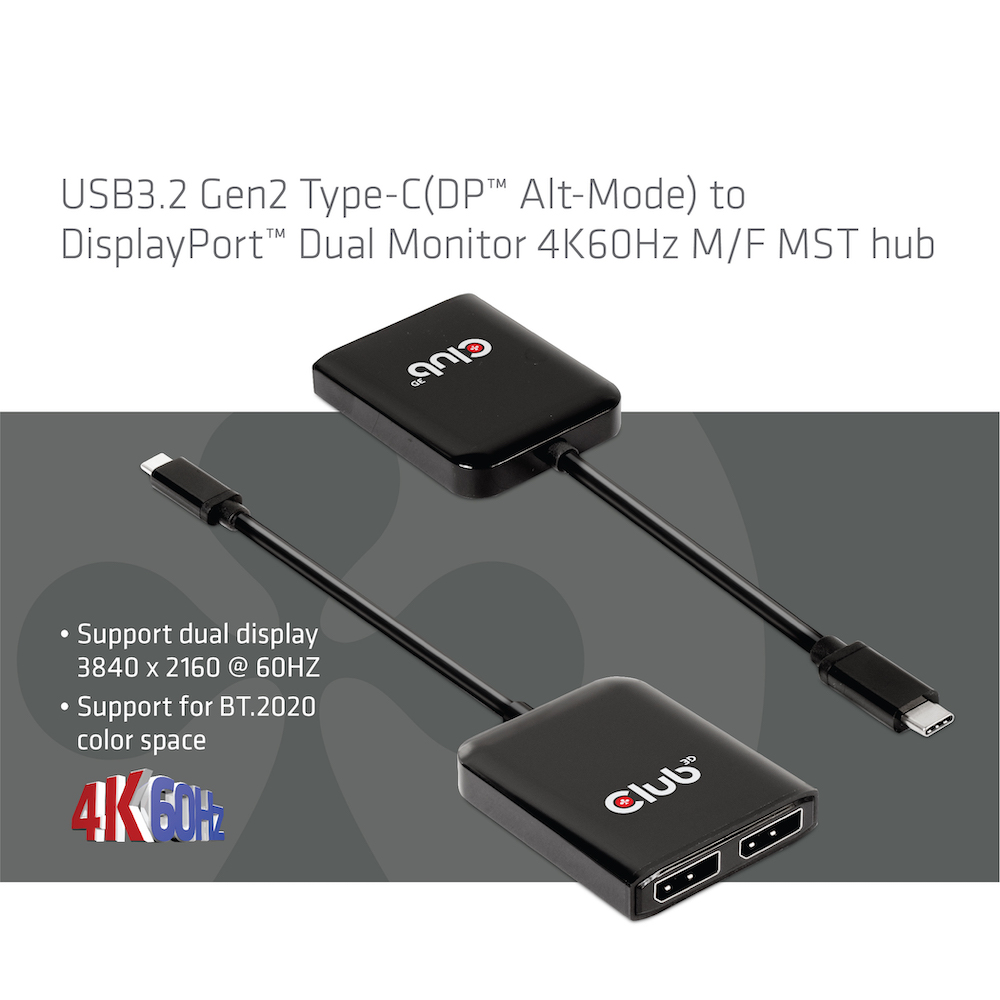 Club 3D USB3.2 Gen2 Tipo-C (DP Alt-Mode) a concentrador DisplayPort ...